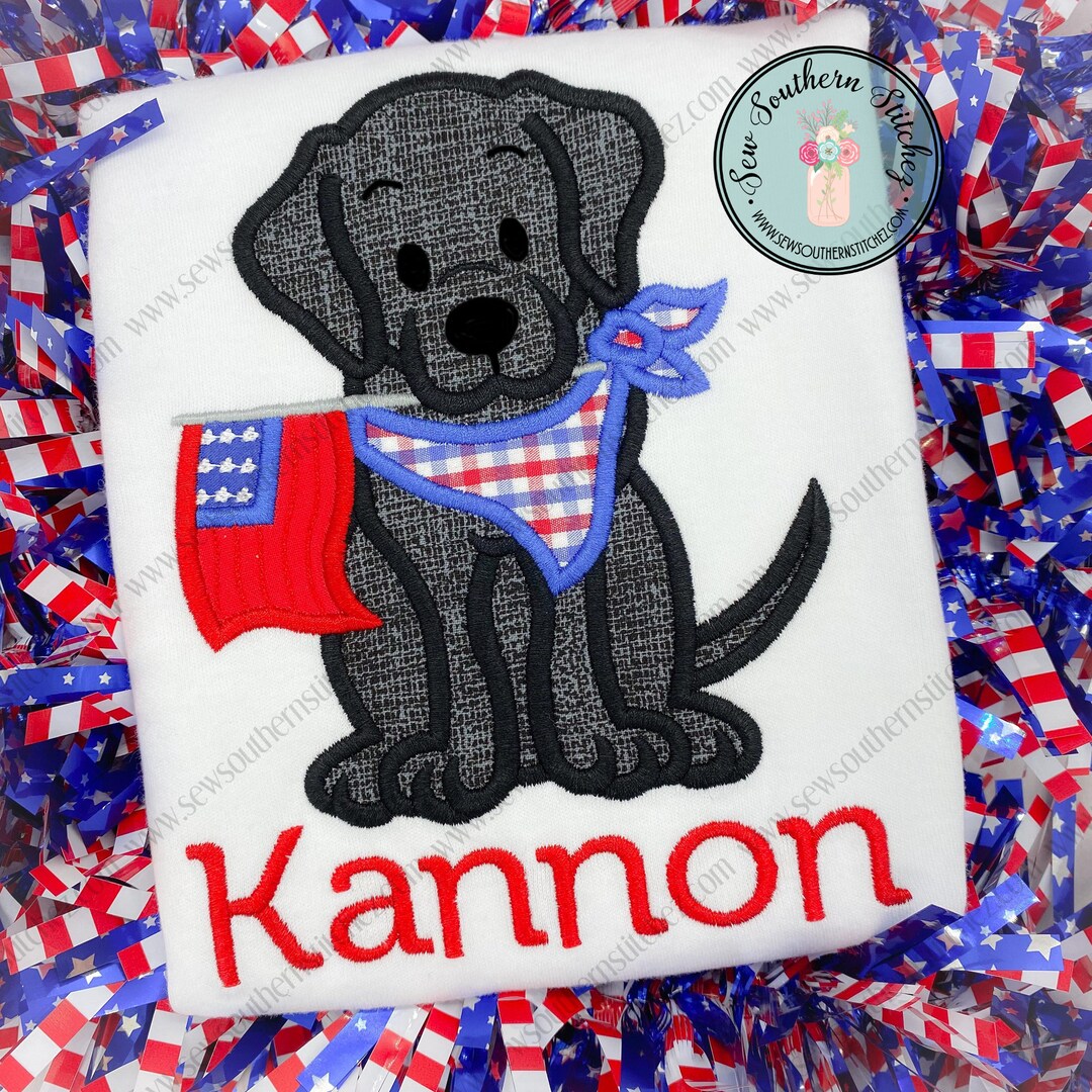 Patriotic Labrador Dog With Flag Applique Design ~ Instant Download - Etsy