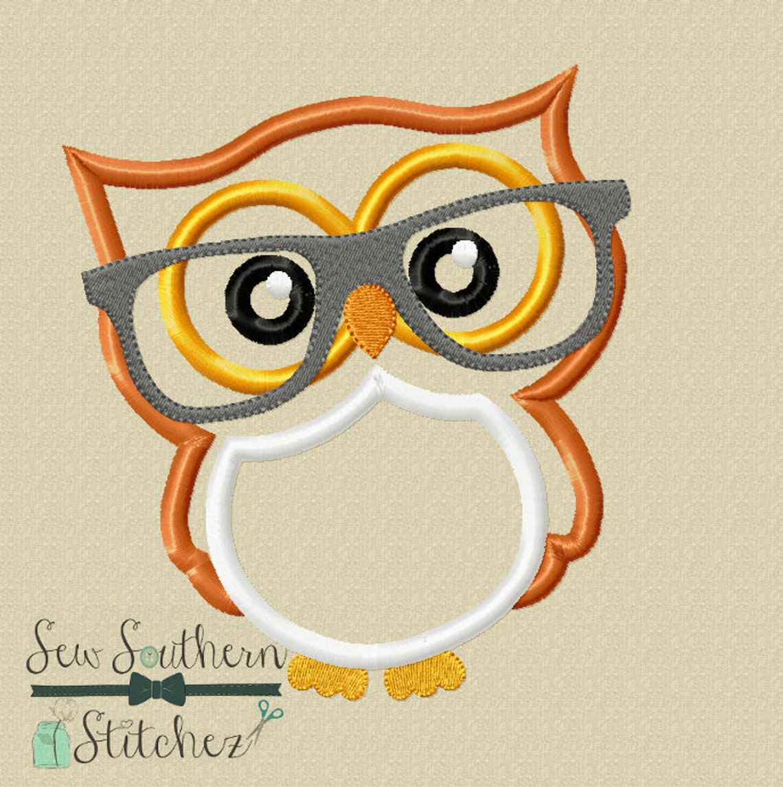 Nerd Owl with Glasses Applique Design Instant Download | Etsy