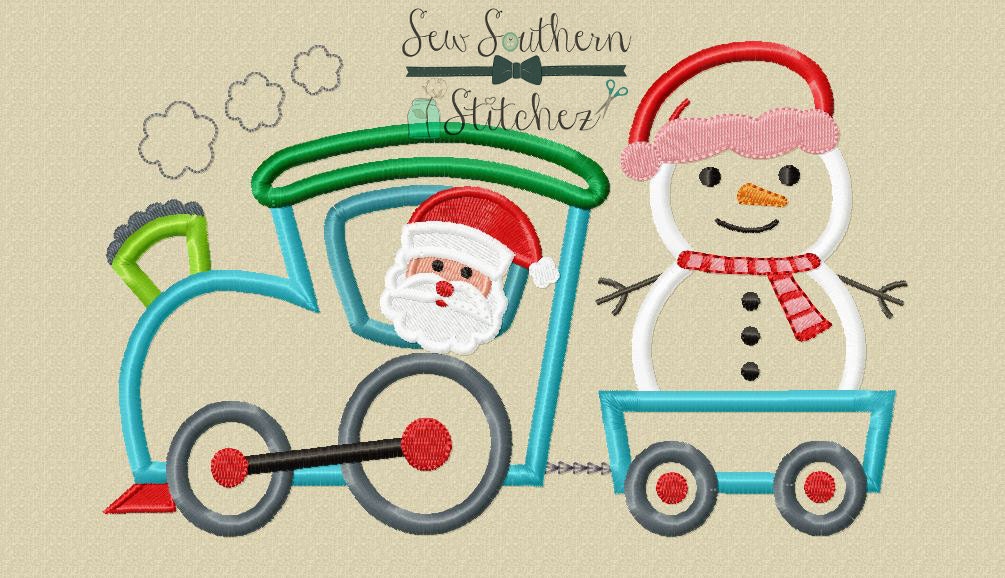 Christmas Snowman Train Applique Design ~ Instant Download - Etsy