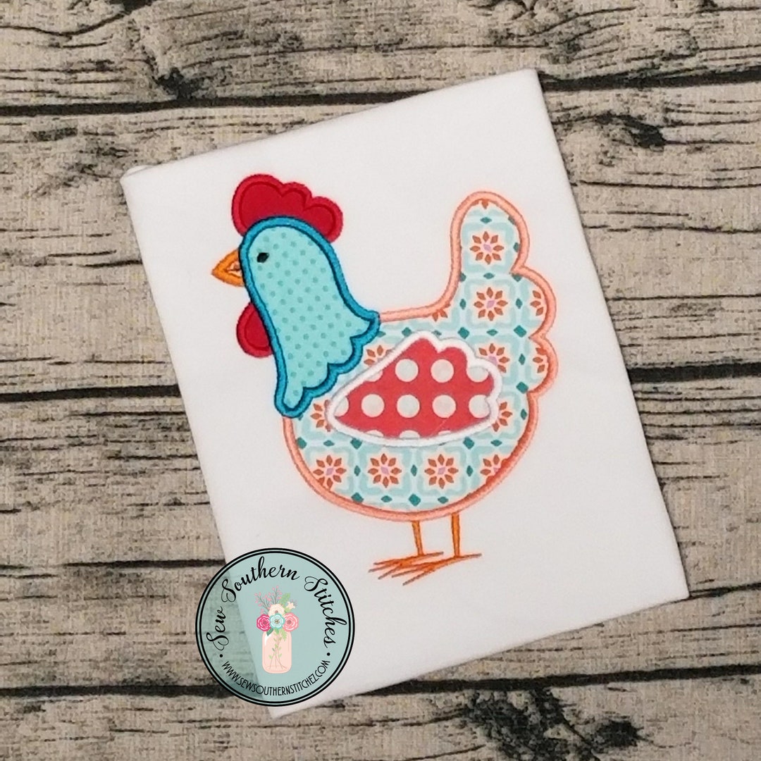 Hen Applique Design ~ Chicken ~ Satin Stitch Finish ~ Instant Download ...