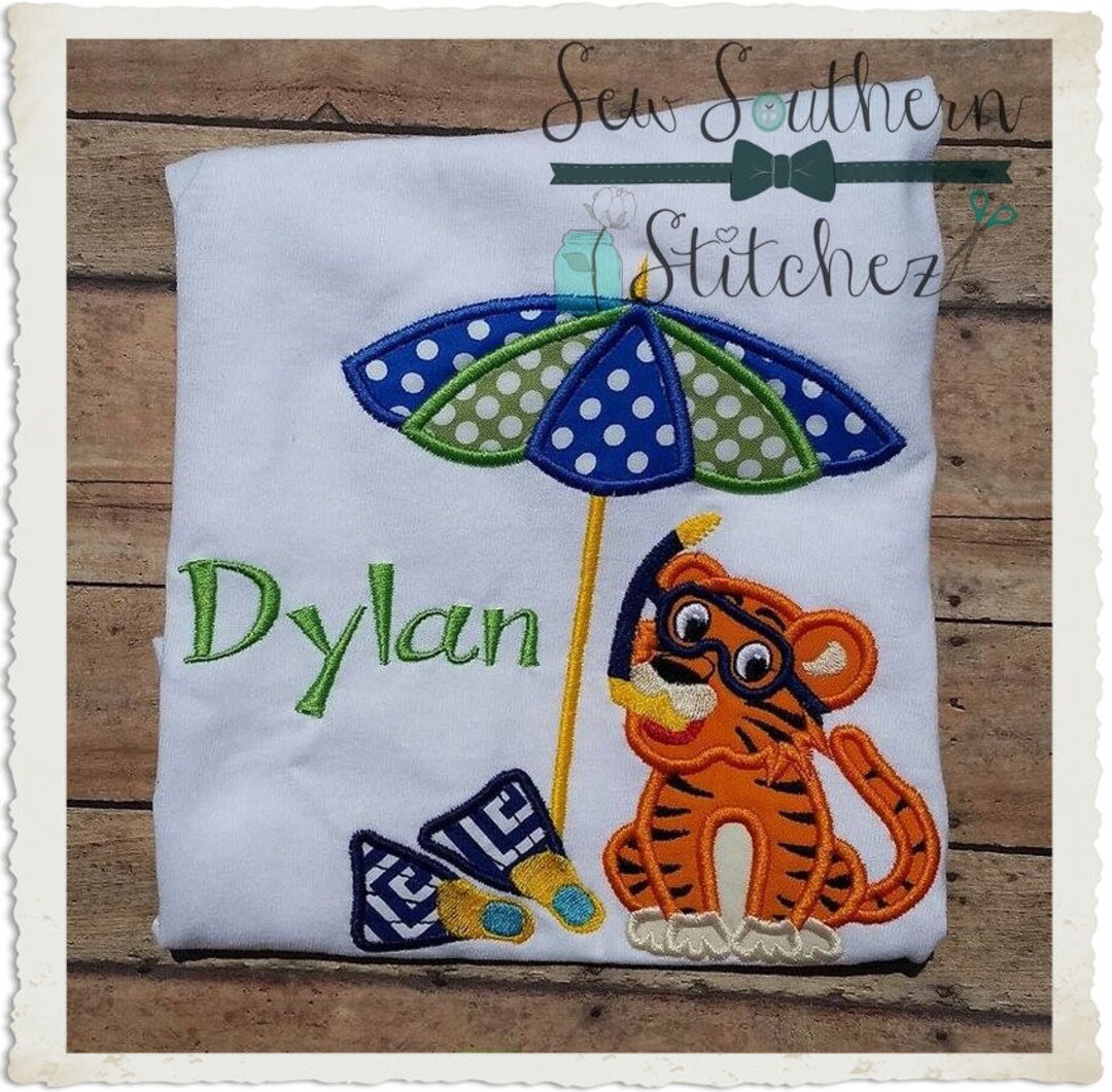 Scuba Diver Tiger Applique Design - Instant Download - Etsy