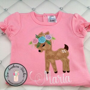 Floral Fawn Applique Design ~ Baby Deer With Floral Crown ~ Instant ...