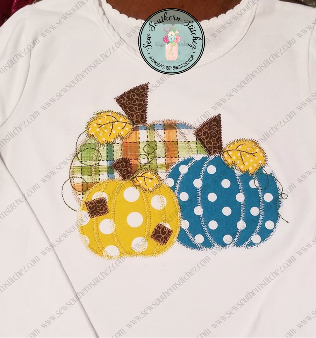Zig Zag Pumpkin Trio Applique ~ Pumpkin Patch Pumpkins ~ Fall ...