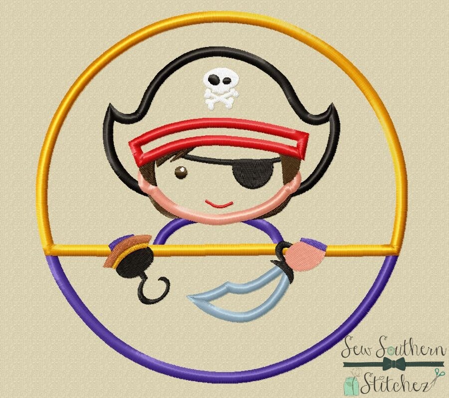 Pirate Circle Applique ~ Pirate Mascot ~ Instant Download - Etsy