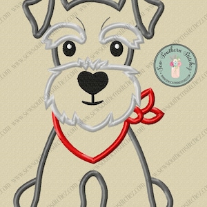 Bandana Schnauzer Dog Applique Design ~ Instant Download - Etsy