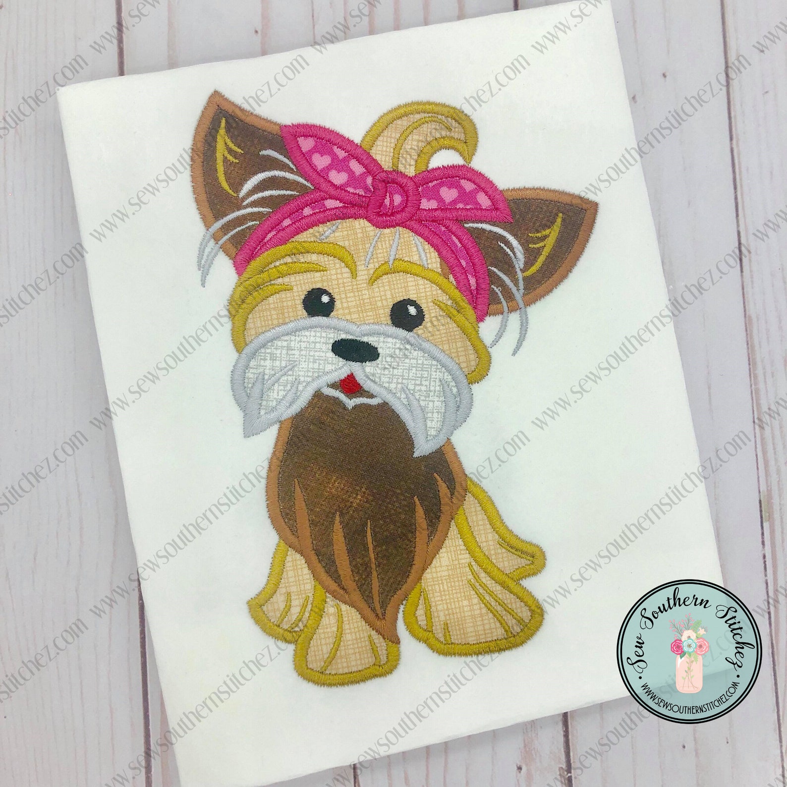 Headband Yorkie Applique Design Dog Wearing Bandana/do Rag - Etsy
