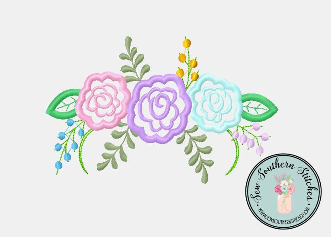 Floral Swag Applique Frame of Flowers Applique Design - Etsy