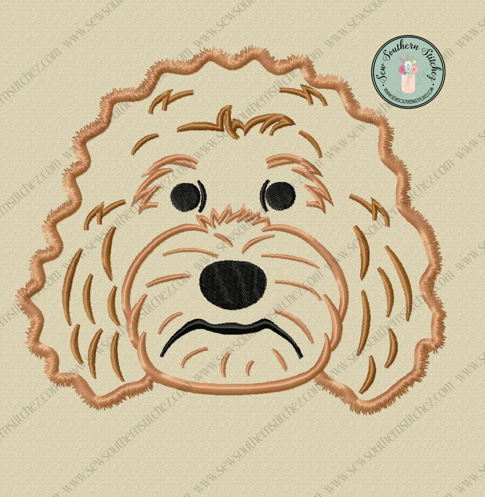Doodle Dog Head Applique ~ Golden Doodle Dog Applique ~ Plain Doodle ...