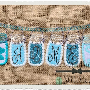 Mason Jar Home Decor Applique Design ~ Mason Jar Banner ~ Instant ...