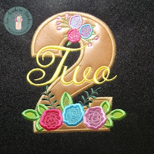 Floral Number 2 (two) Applique Design ~ Girly Boho Chick Birthday ...