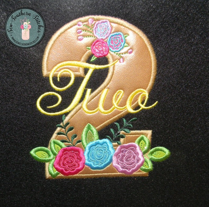 Floral Number 2 two Applique Design Girly Boho Chick - Etsy