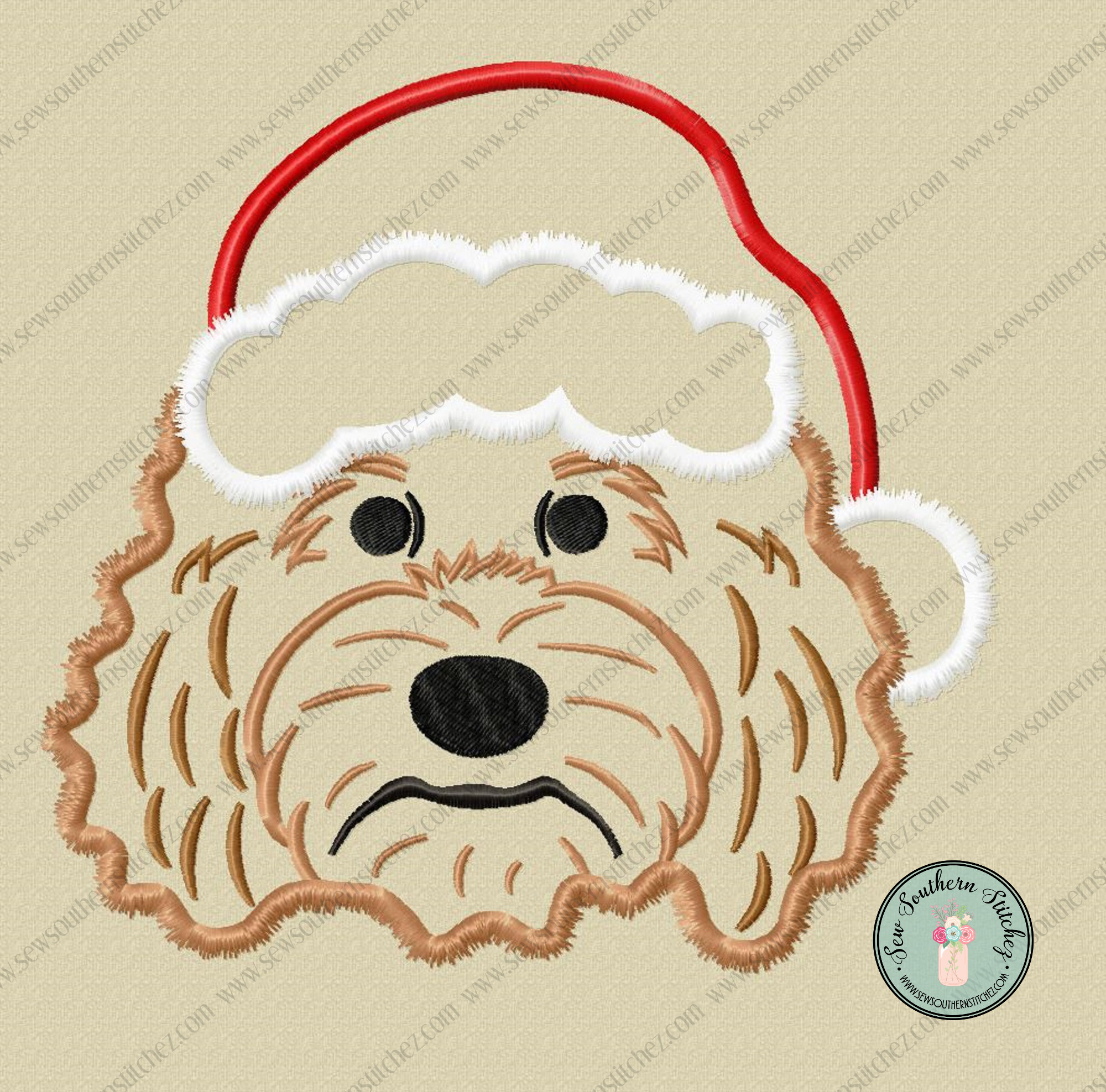 Santa Hat Doodle Dog Applique Golden Doodle Dog Applique - Etsy