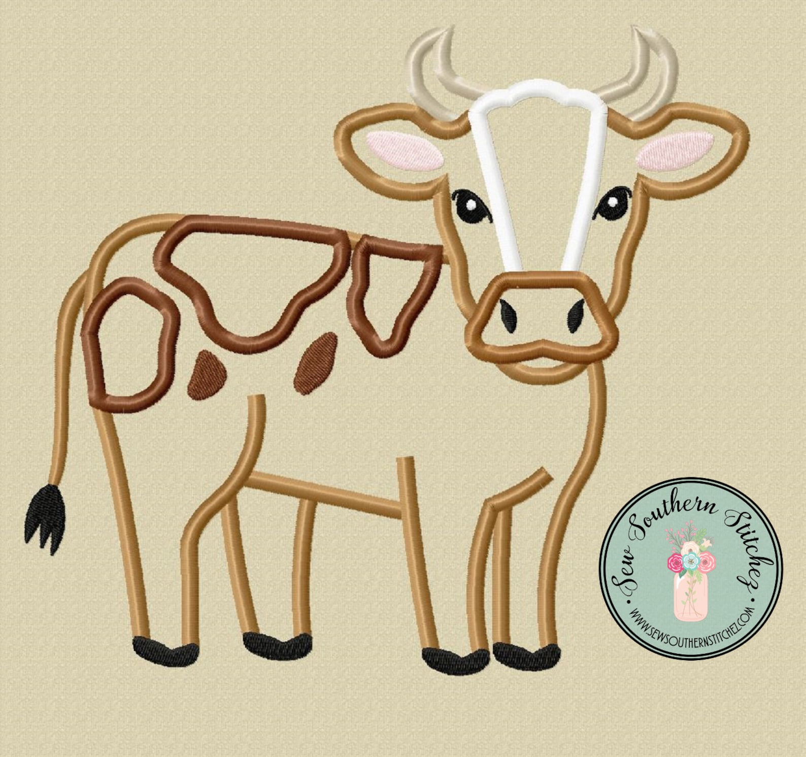 Full Bodied Cow Applique Design Satin Stitch Finish - Etsy