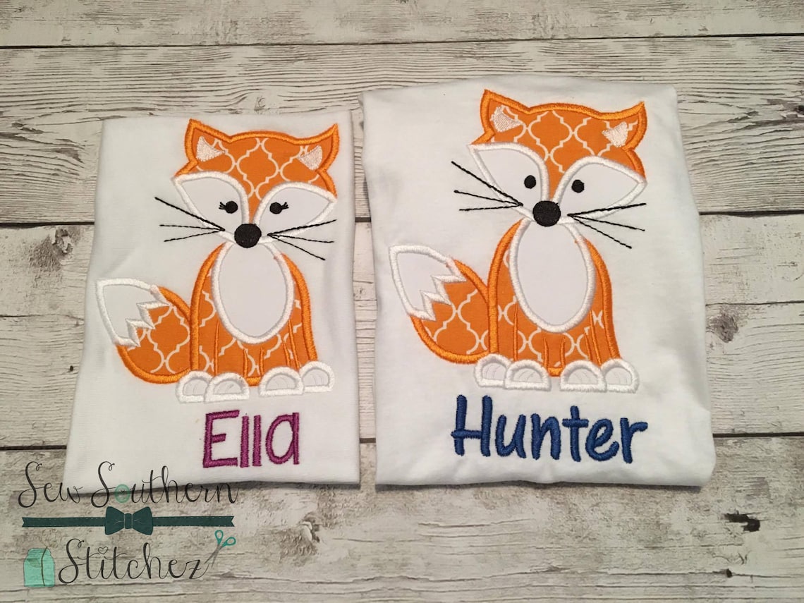 Boy Fox Applique Design ~ Red Fox ~ Instant Download - Etsy