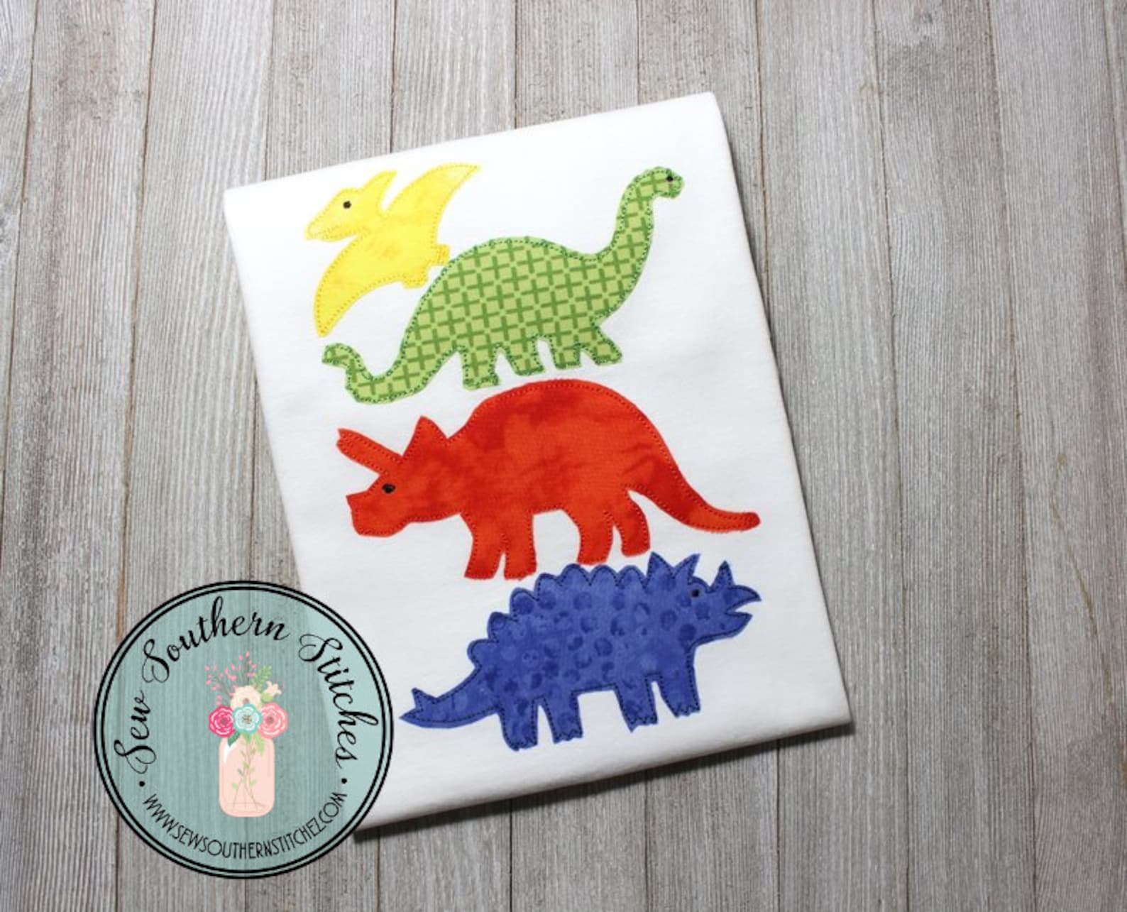 Raggedy Edge Dinosaurs Stacked Applique Design ~ Bean Finish ~ Quick ...