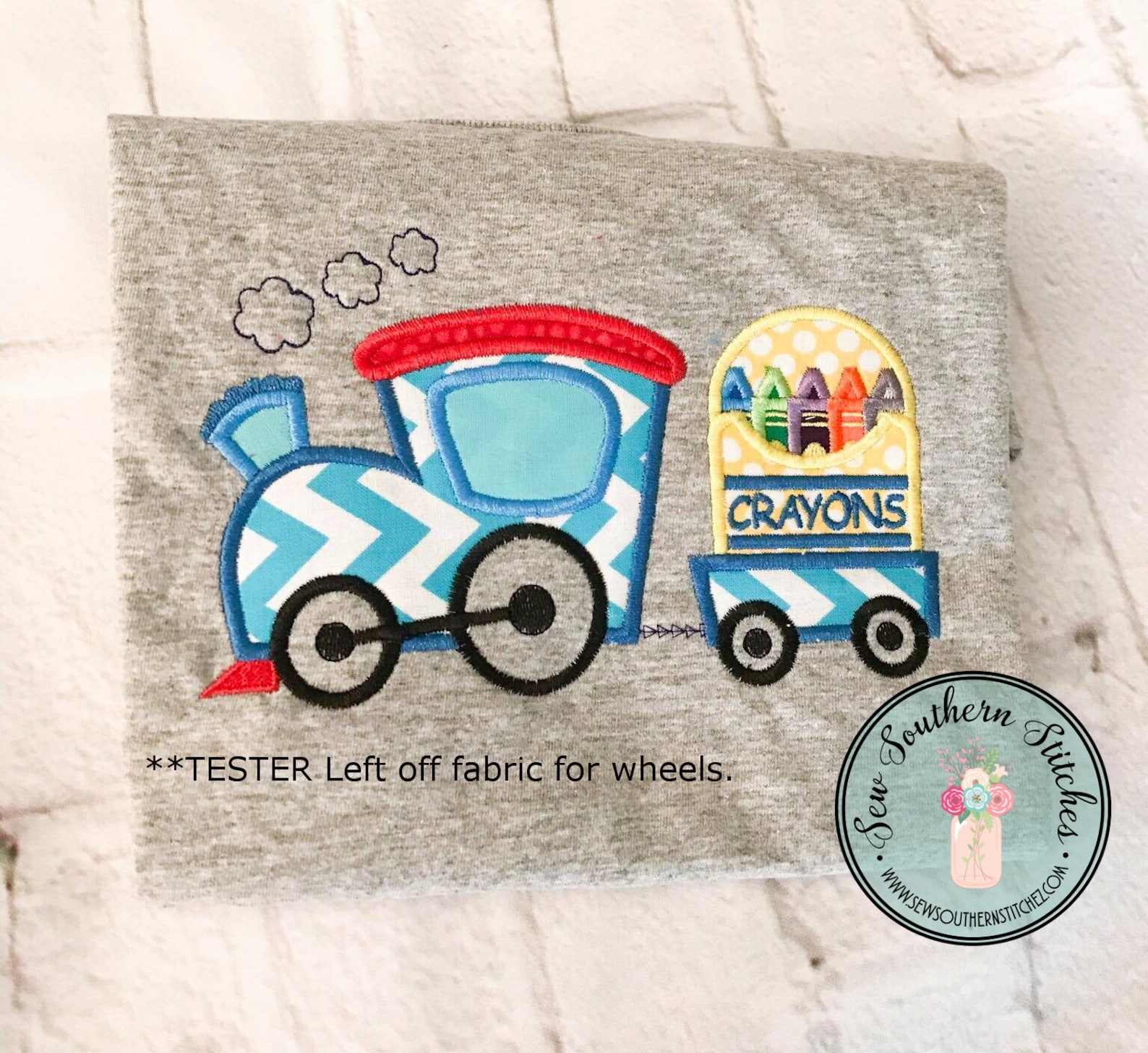 Train Hauling Box of Crayons Applique Design Back to School | Etsy