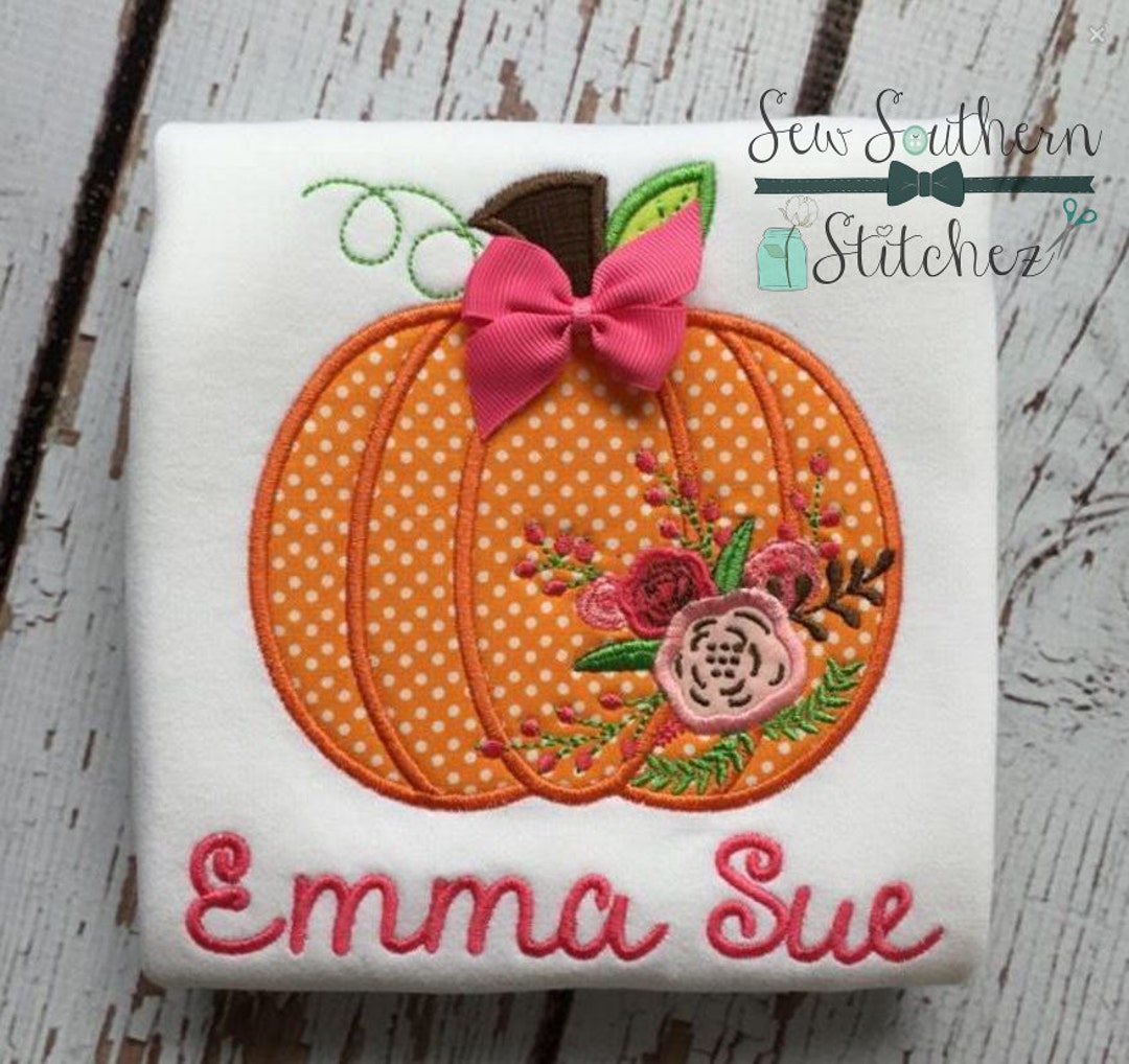 Floral Pumpkin Applique Design ~ Fall Pumpkin ~ Instant Download - Etsy