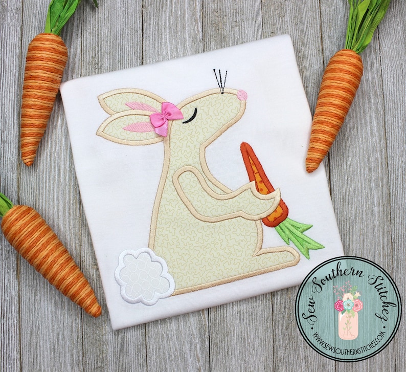 Jack Rabbit Applique Design Rabbit With Carrot Instant - Etsy