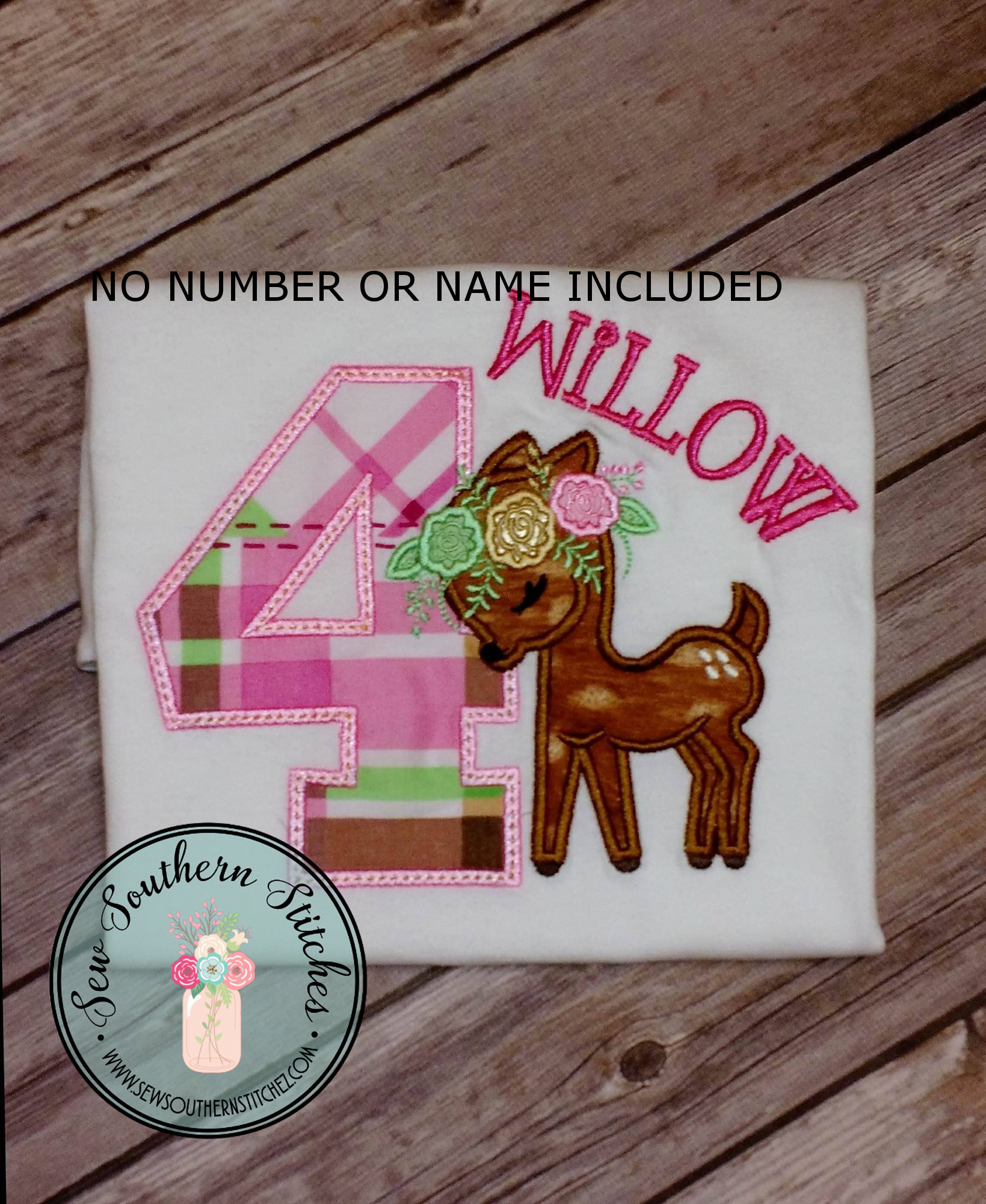 Floral Fawn Applique Design Baby Deer With Floral Crown - Etsy