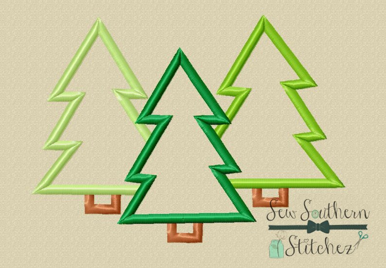 Raggedy Christmas Tree Trio Applique Design & Satin Finish - Etsy