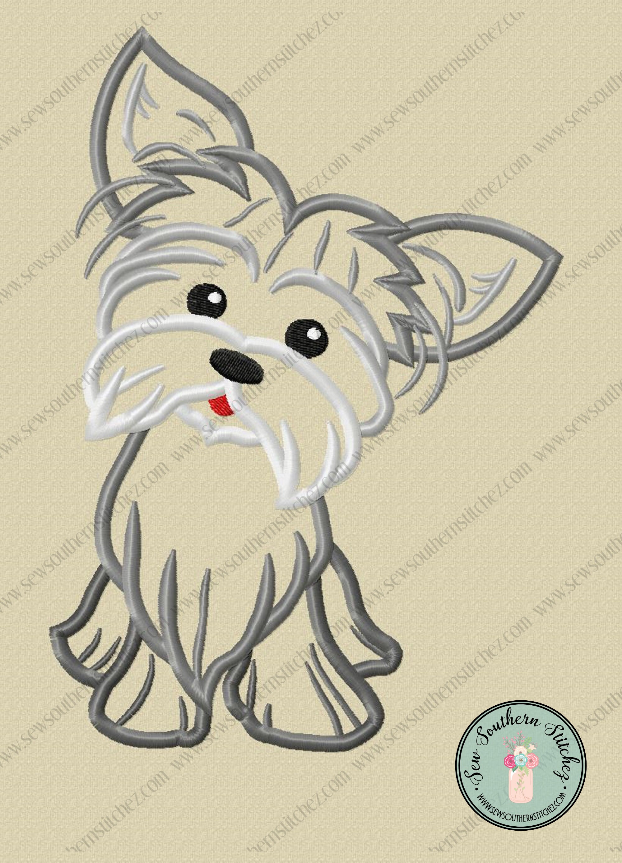 Yorkie Boy Applique Design Simple Yorkie Dog Instant - Etsy