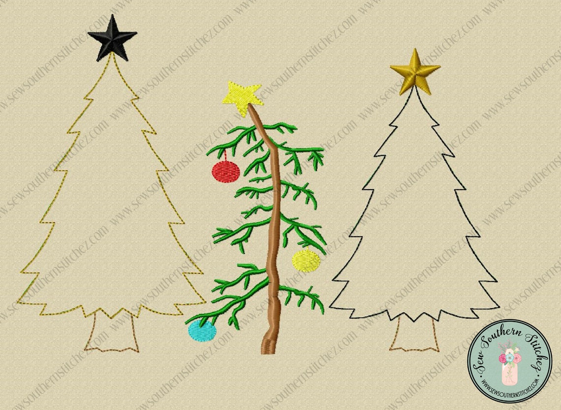 Raggedy Christmas Tree Trio Applique Design 2 Applique Trees - Etsy