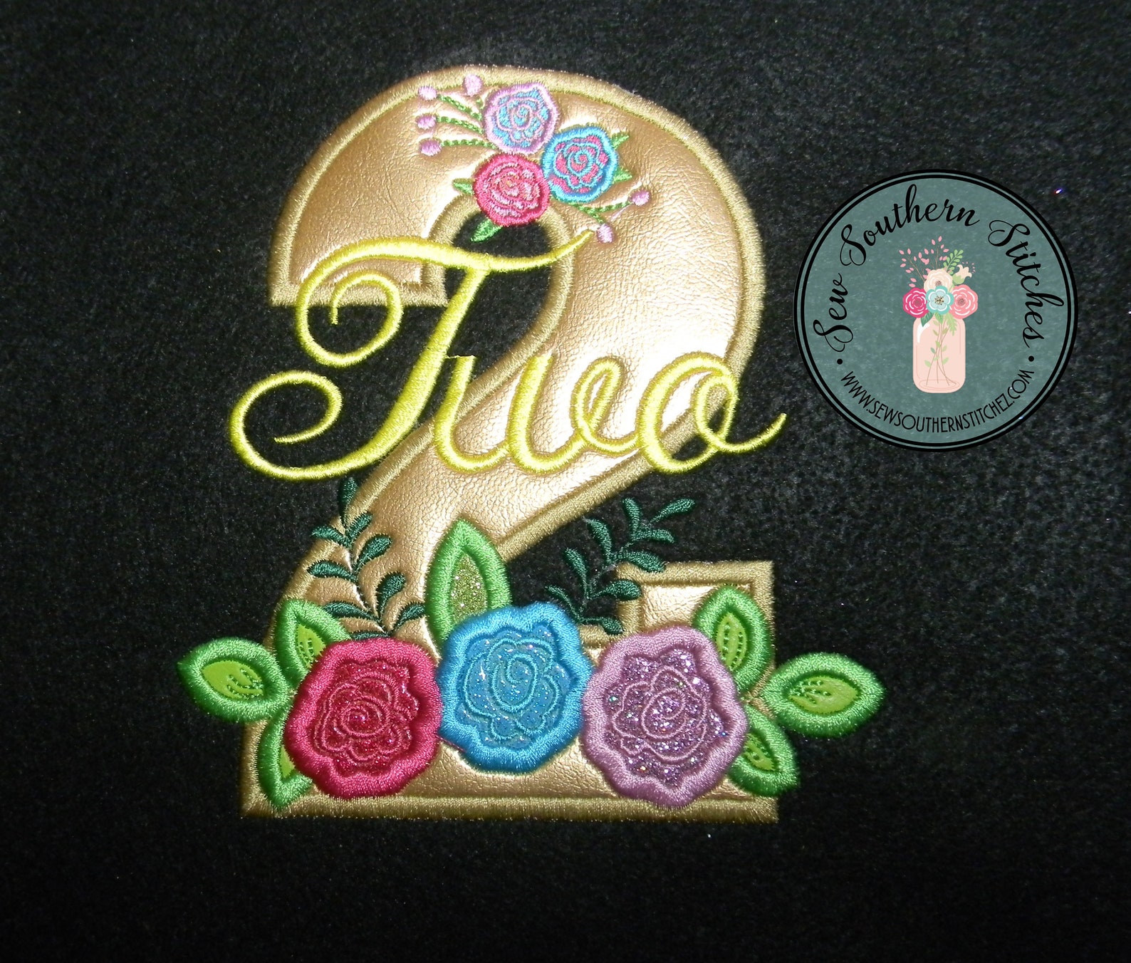 Floral Number 2 (two) Applique Design ~ Girly Boho Chick Birthday ...