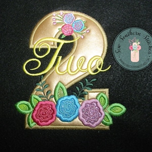 Floral Number 2 (two) Applique Design ~ Girly Boho Chick Birthday ...
