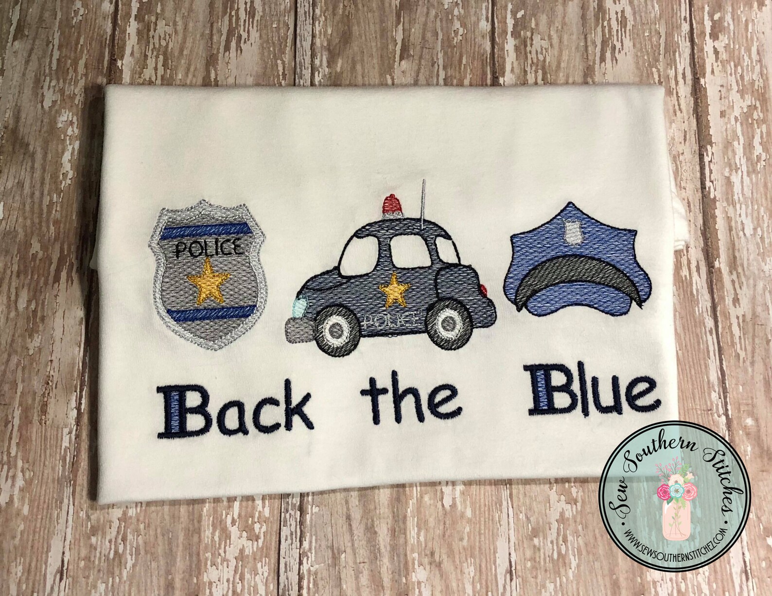 Sketch Filled Police Car, Badge, Police Hat Embroidery Design ~ Instant ...