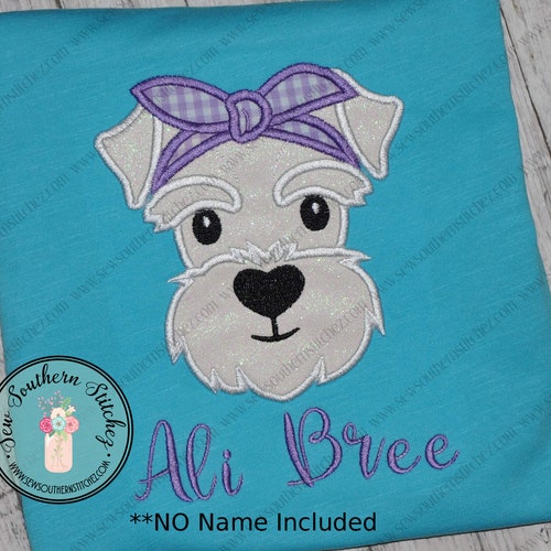 Satin Finish Schnauzer Applique Design Dog Applique - Etsy