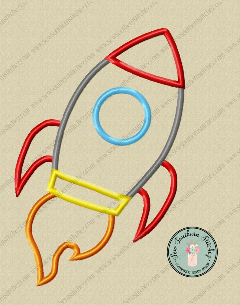 Rocket Applique Design Satin Finish Instant Download | Etsy