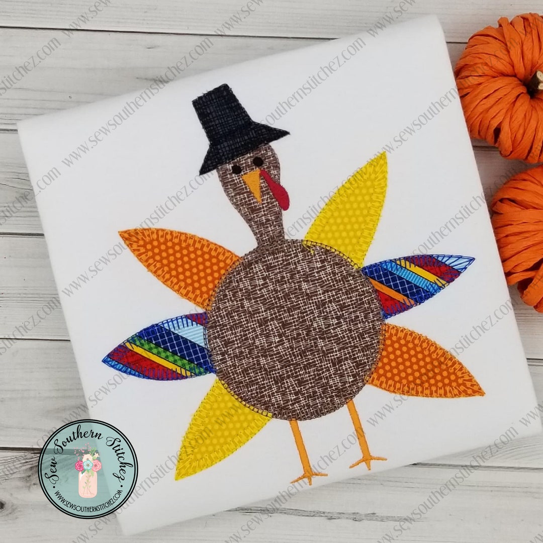 Boy Turkey Applique Design ~ Buttonhole Finish Stitch ~ Instant ...