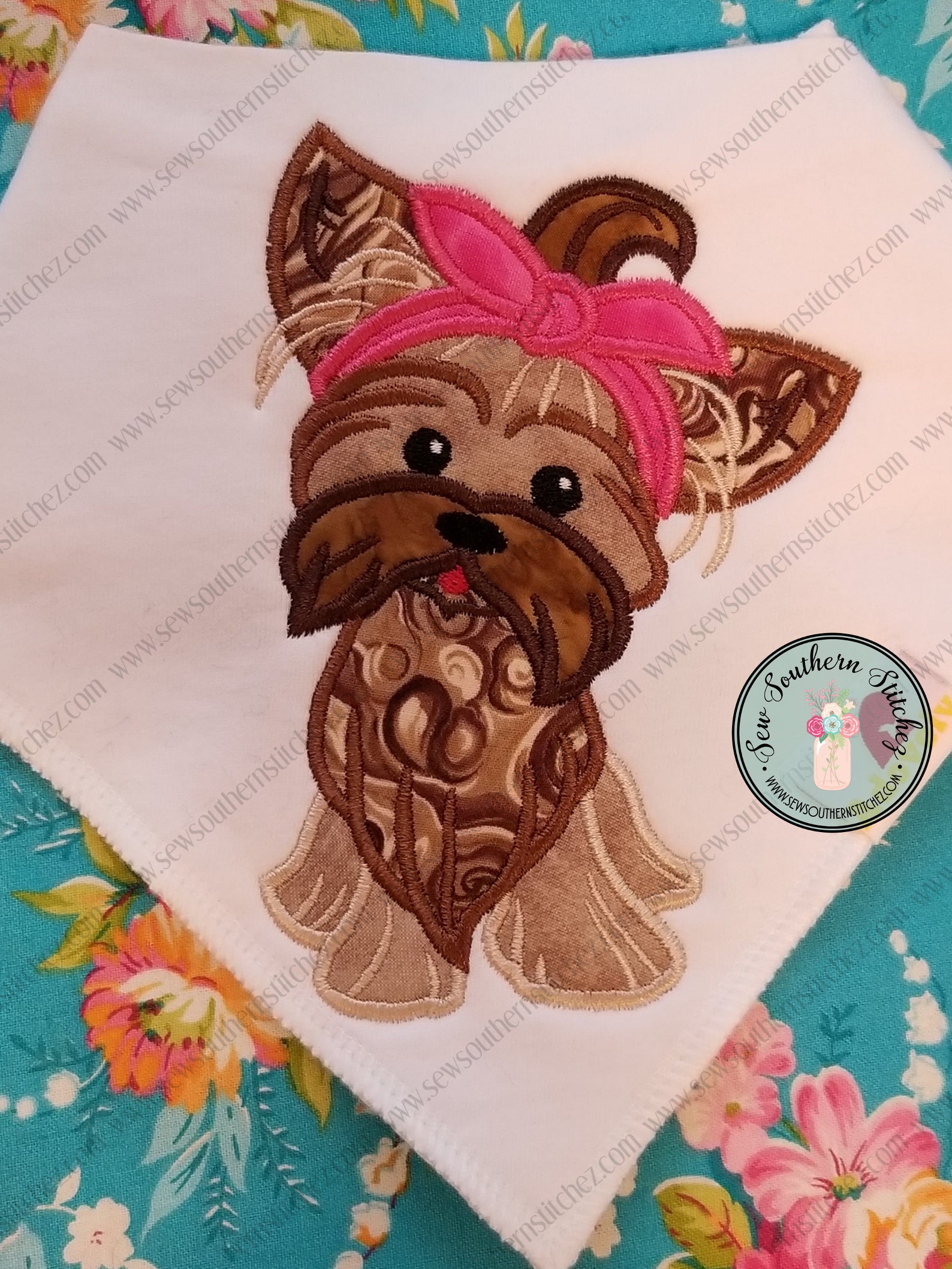 Headband Yorkie Applique Design Dog Wearing Bandana/do Rag - Etsy