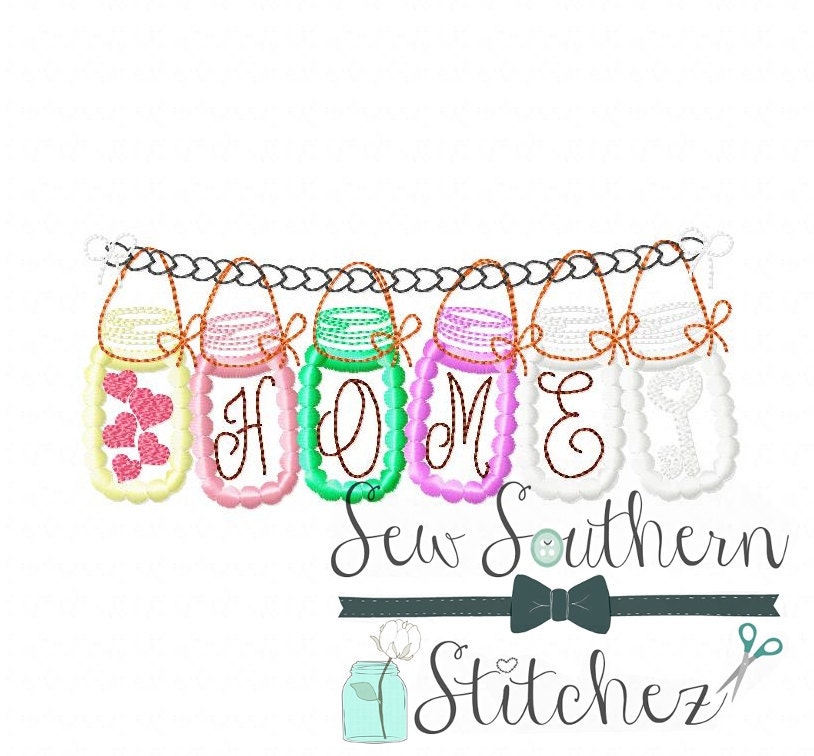 Mason Jar Home Decor Applique Design ~ Mason Jar Banner ~ Instant ...