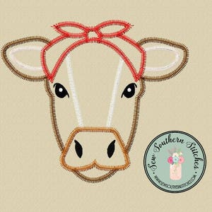 Zig Zag Cow Head Applique Design ~ Heifer Wearing a Bandana ~ Do-rag ...