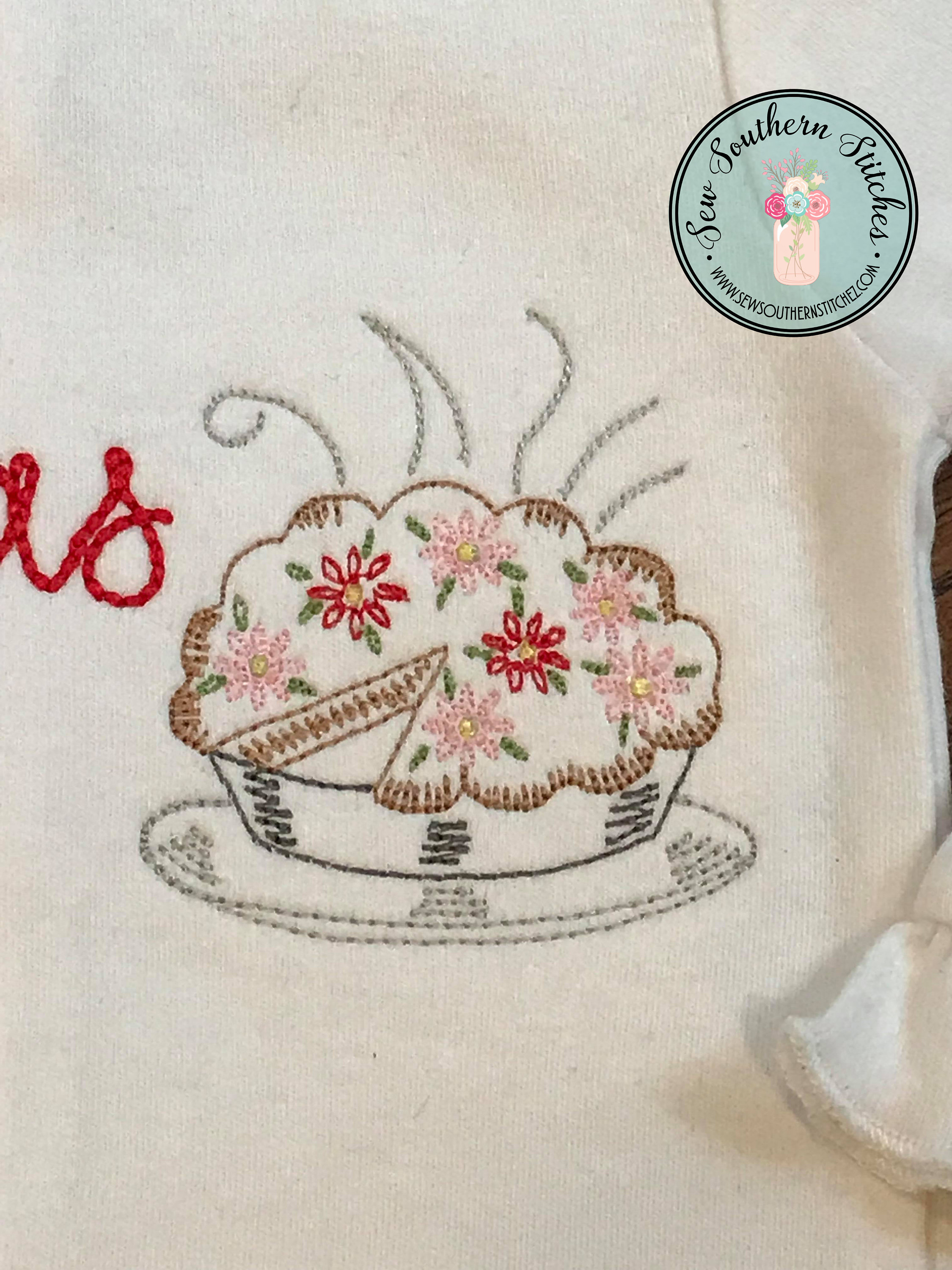 Vintage Pie Embroidery Design Heirloom Triple Bean Sketch - Etsy