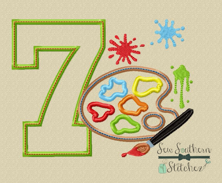 Paint Palette Numbers 1-9 Applique Paint Splatters Instant - Etsy