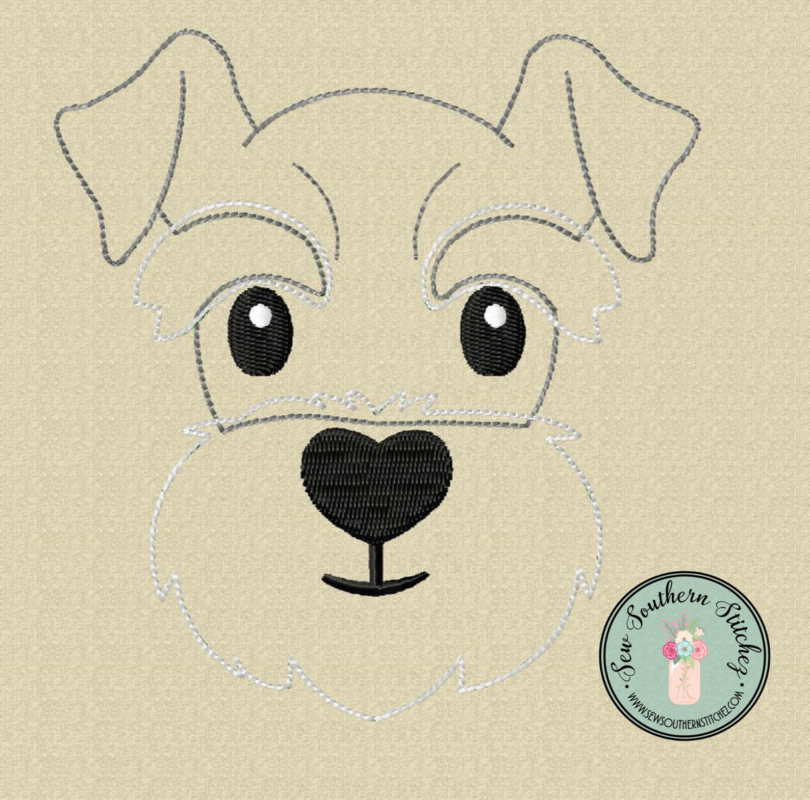 Raggedy Schnauzer Applique Design ~ Dog Applique ~ Instant Download - Etsy