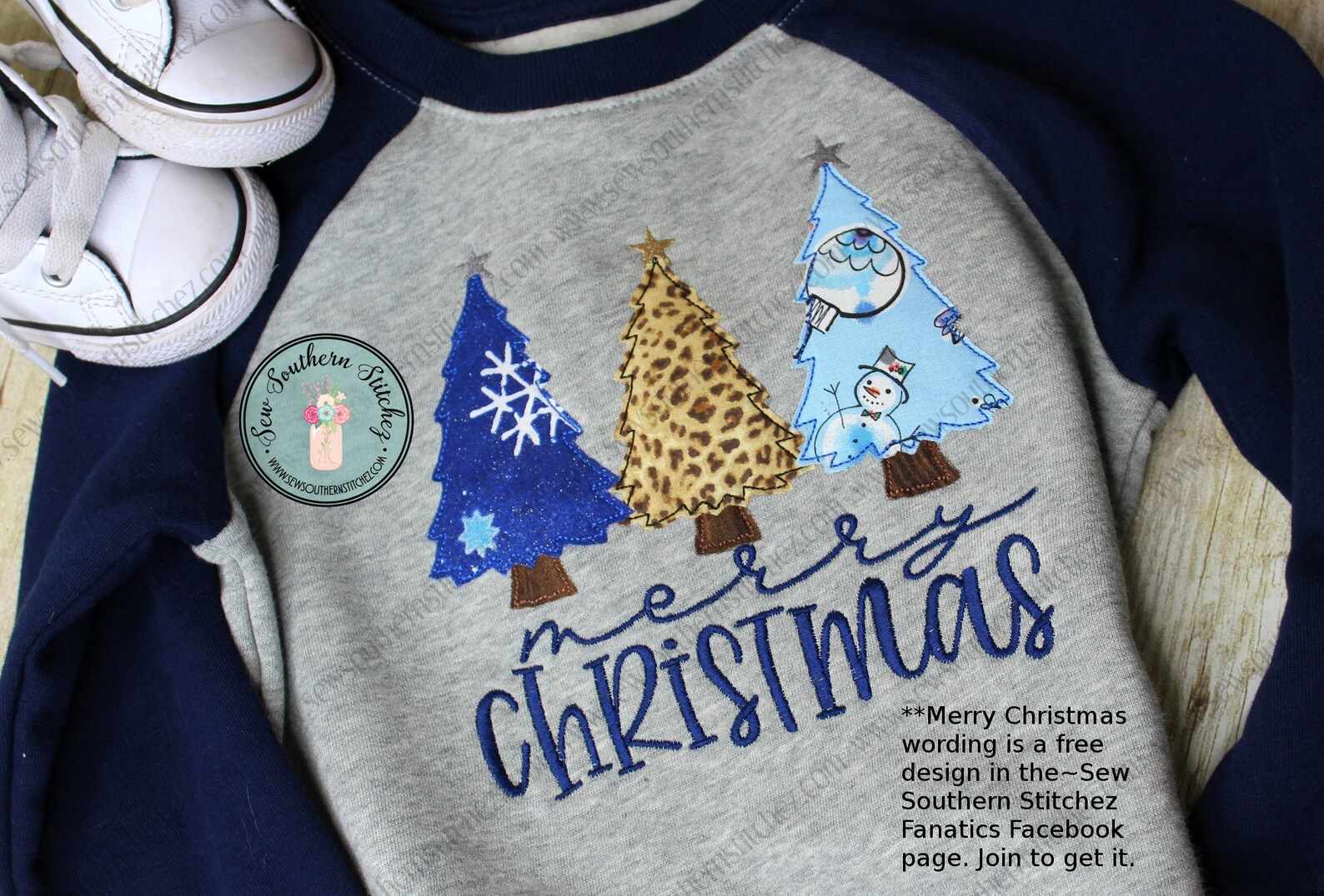 3 Raggedy Christmas Trees in a Row Applique Design ~ 3 Trees in a Row ...