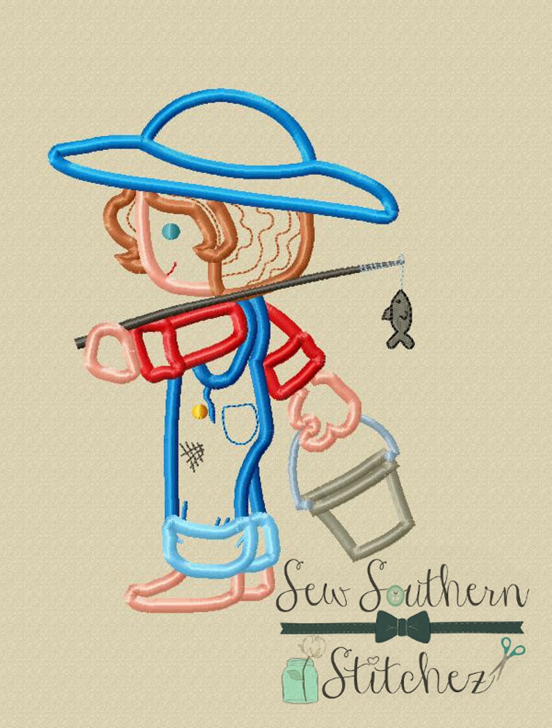 Fishing Boy Applique Design Wild Boy Instant Download | Etsy