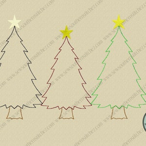 3 Raggedy Christmas Trees in a Row Applique Design ~ 3 Trees in a Row ...