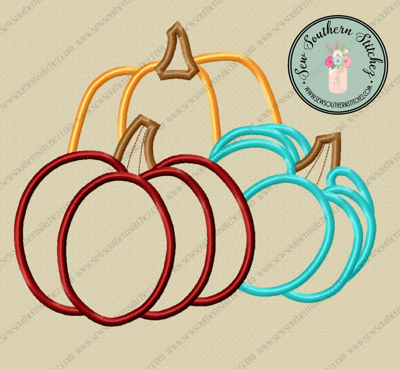 Satin Stitched Pumpkin Trio Applique Design Fall Pumpkins - Etsy