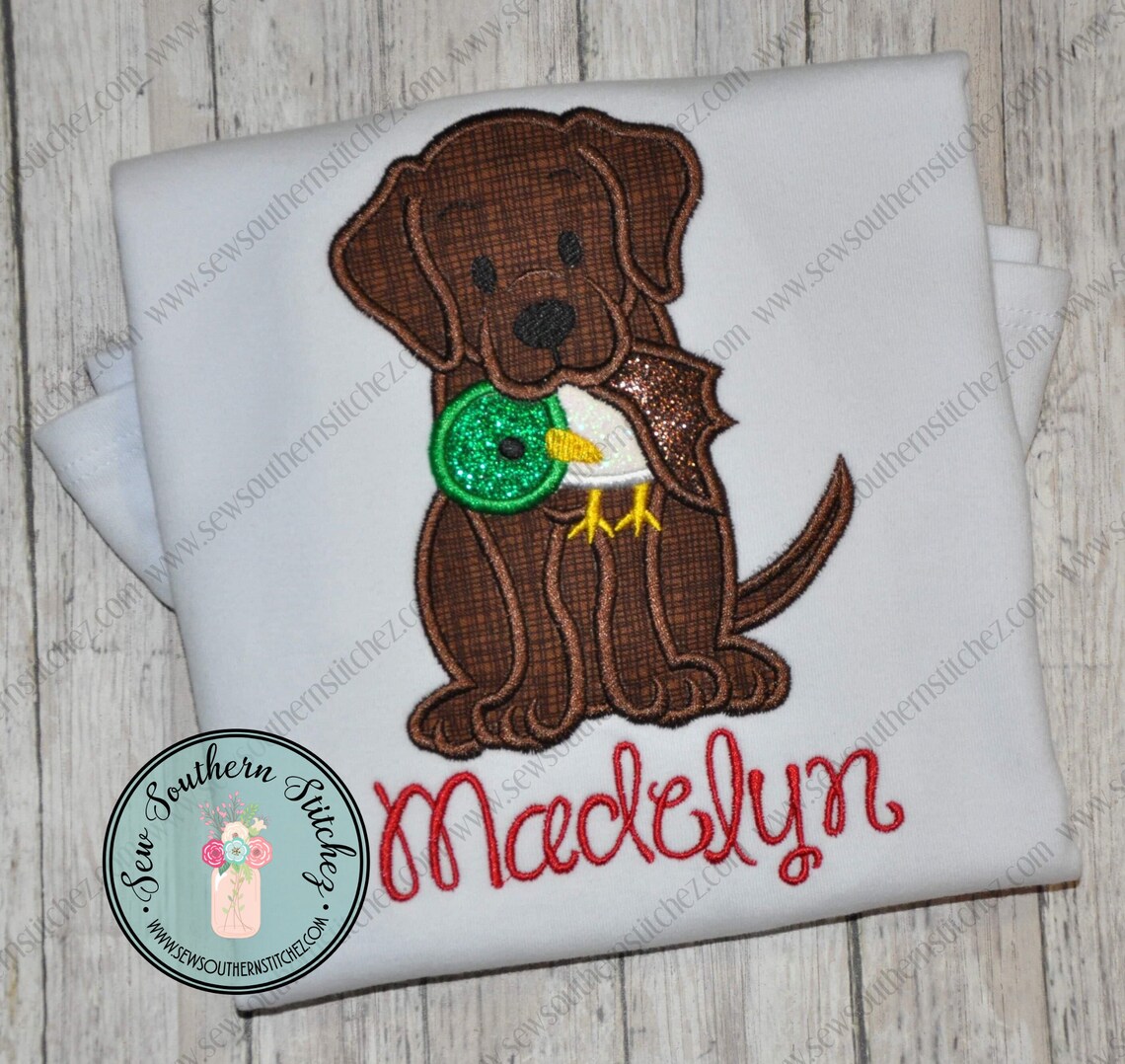 Labrador Dog With Duck Applique Design Duck Dog Applique | Etsy