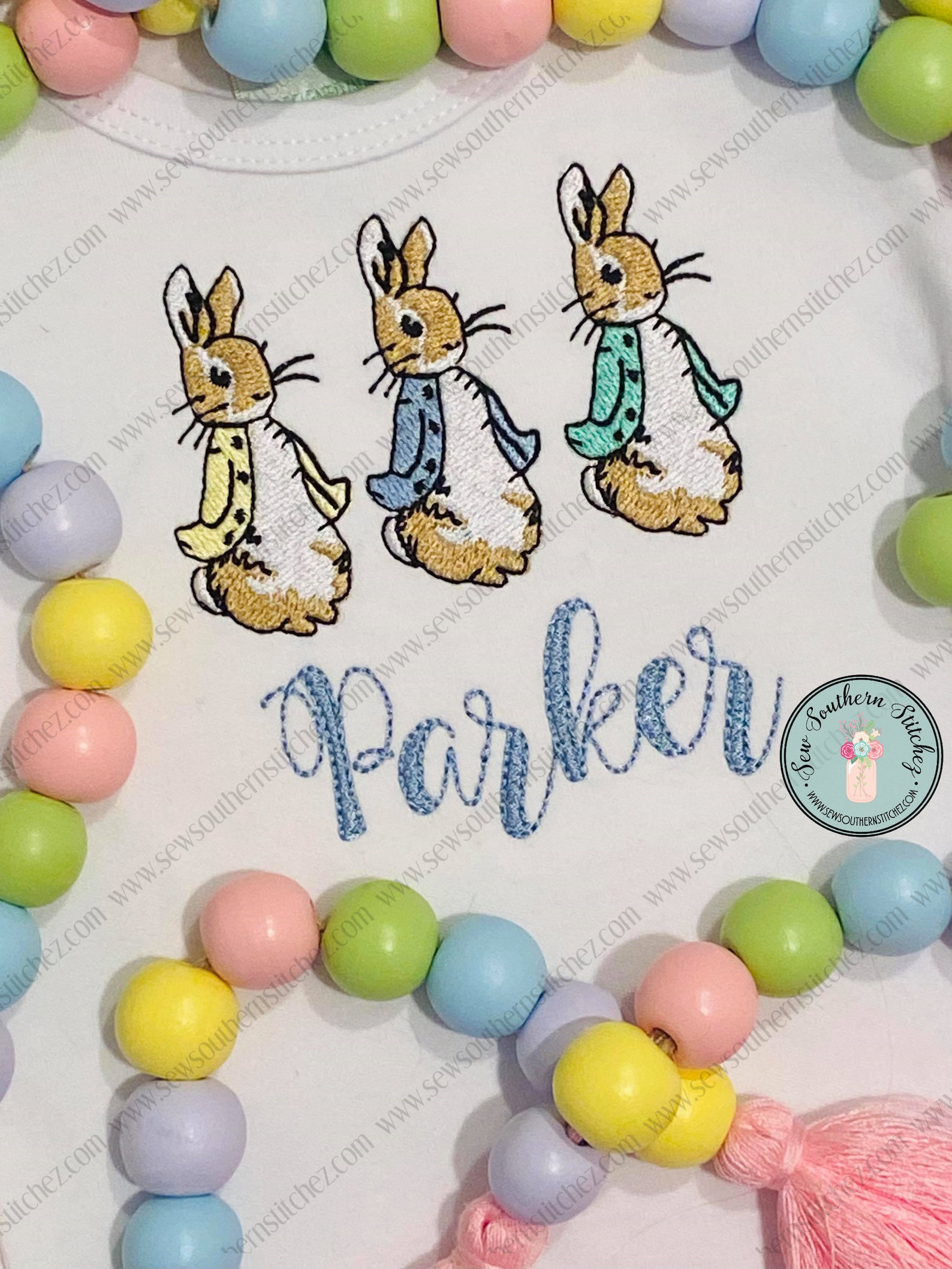 Rabbit Trio Embroidery Design Bunnies in a Row or Single - Etsy