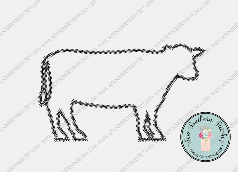 Zig Zag Cow Silhouette Applique Design ~ Simple Cow Outline ~ Instant ...