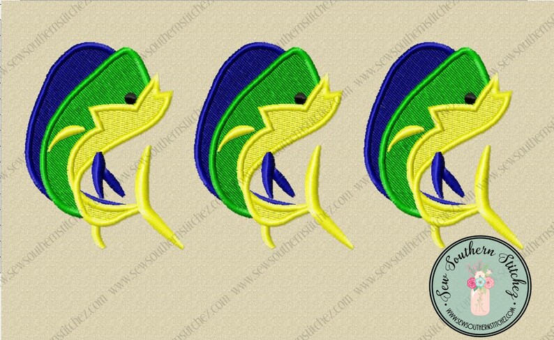 Applique and Fill Mahi Mahi Fish Trio Embroidery Design ~ Instant ...