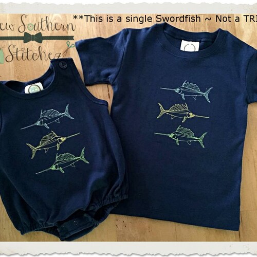 Sketched Swordfish Vintage Stitched Heirloom Vintage - Etsy