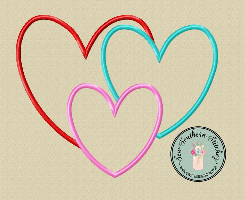 Cluster of Hearts Applique Design ~ Satin Finish ~ Valentine's Day ...