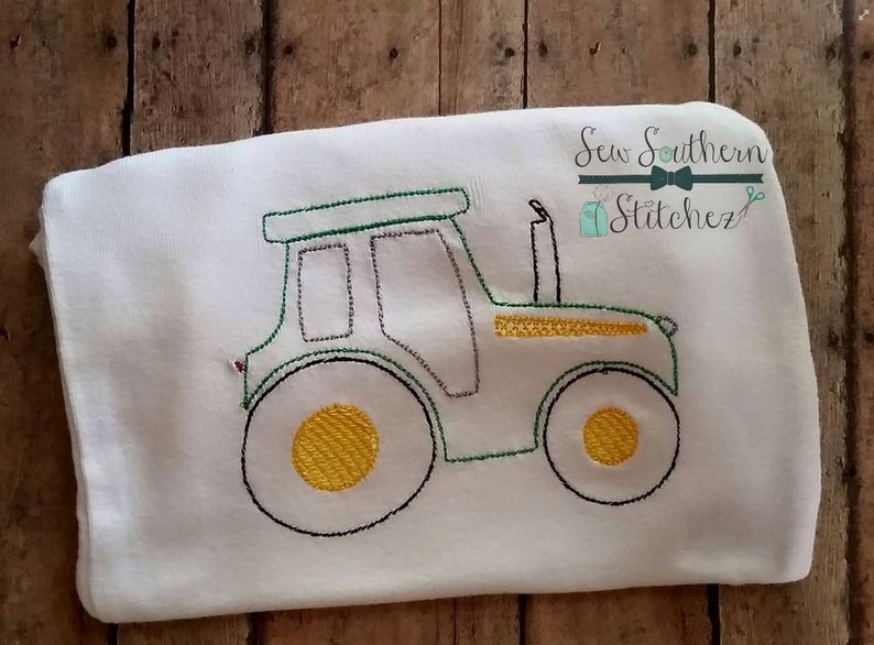 Sketch Stitched Tractor ~ Vintage Stitched ~ Heirloom Stitched ~ Bean ...