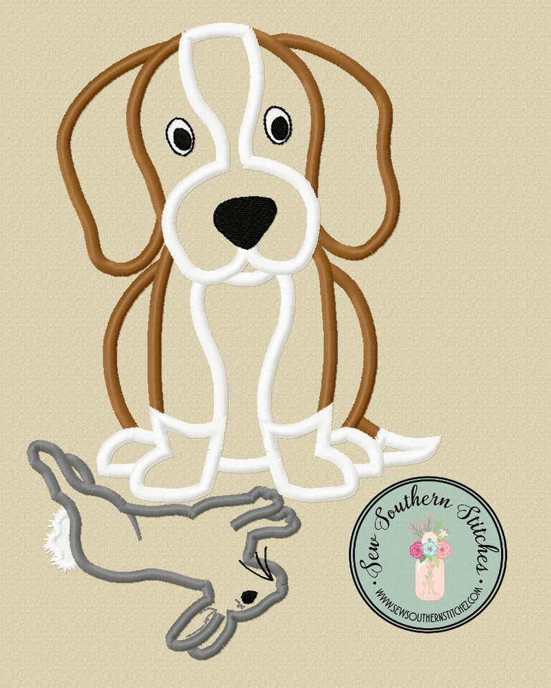 Beagle Dog With Rabbit Applique Design Beagle Hunting Dog - Etsy